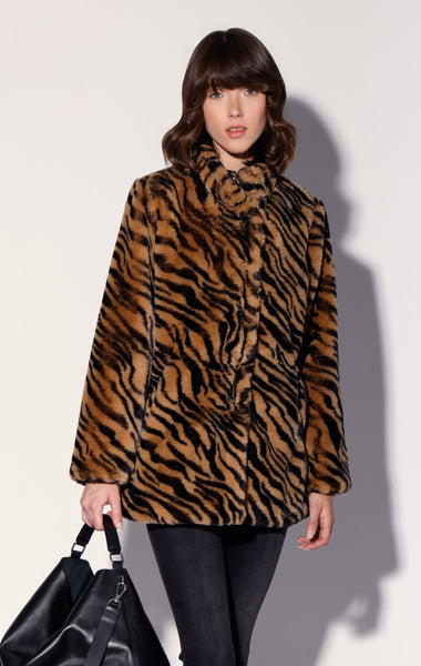 Priscilla Coat, Tiger Faux Fur