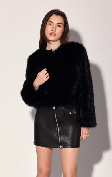 Brielle Jacket, Black Faux Fur