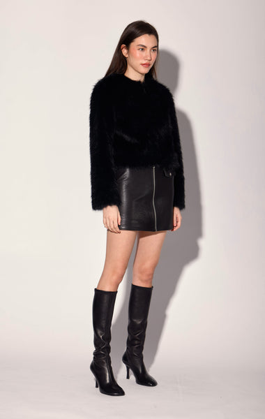 Brielle Jacket, Black Faux Fur