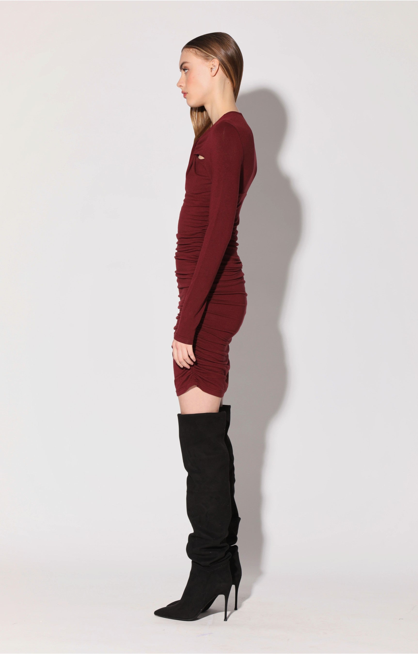 Calista Dress, Burgundy