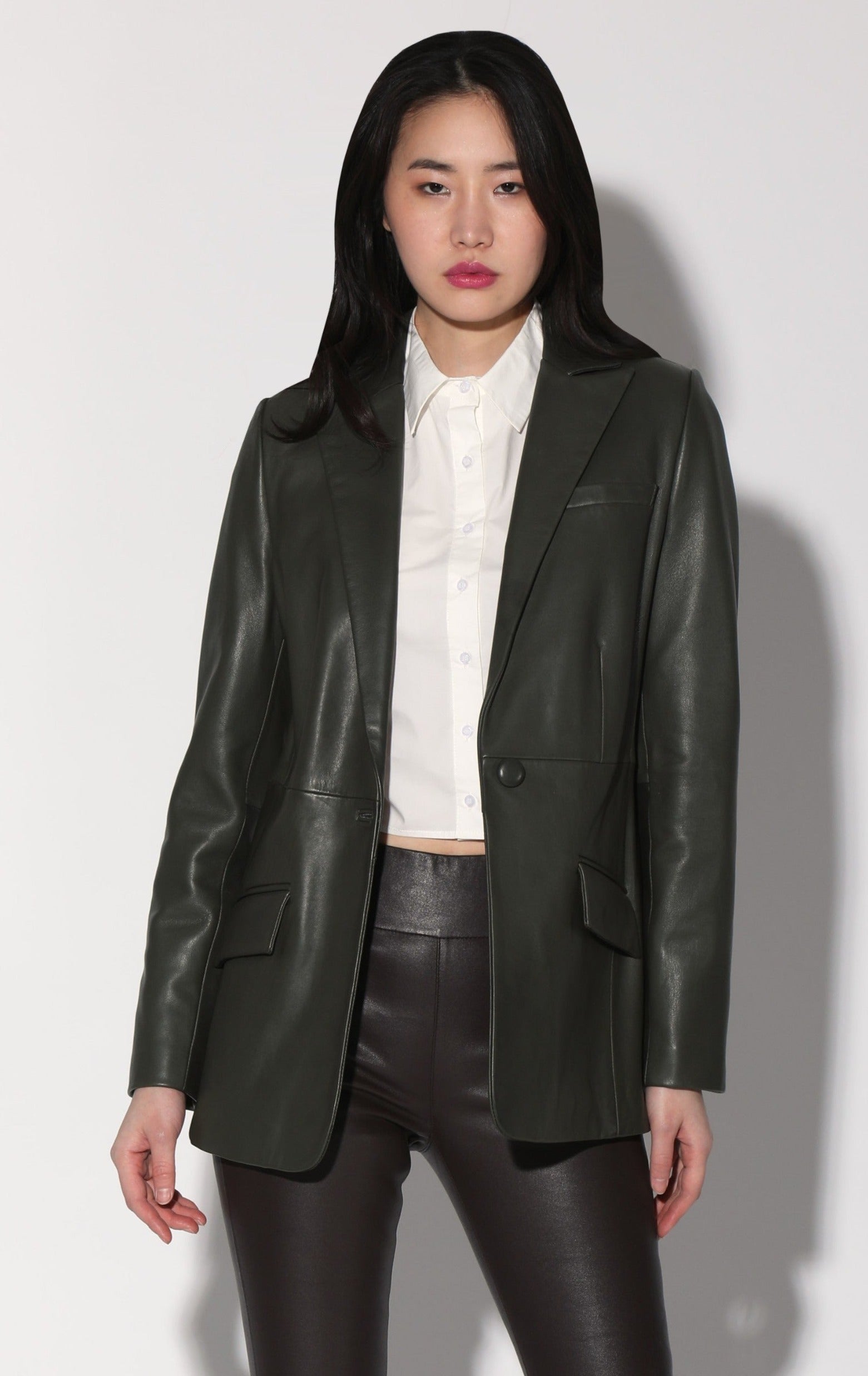 Mia Blazer, Moss - Leather