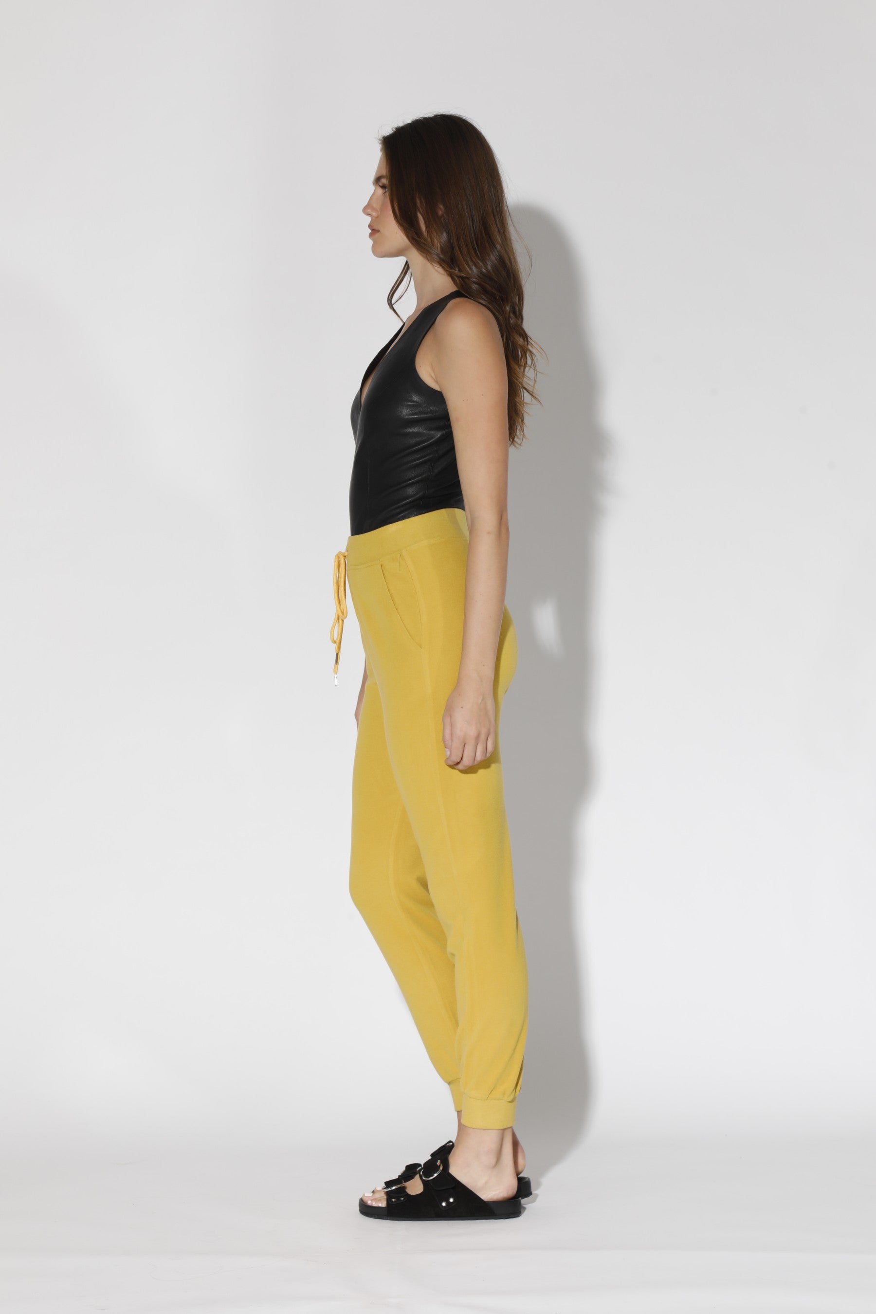 Sonya Bodysuit, Black - Stretch Leather